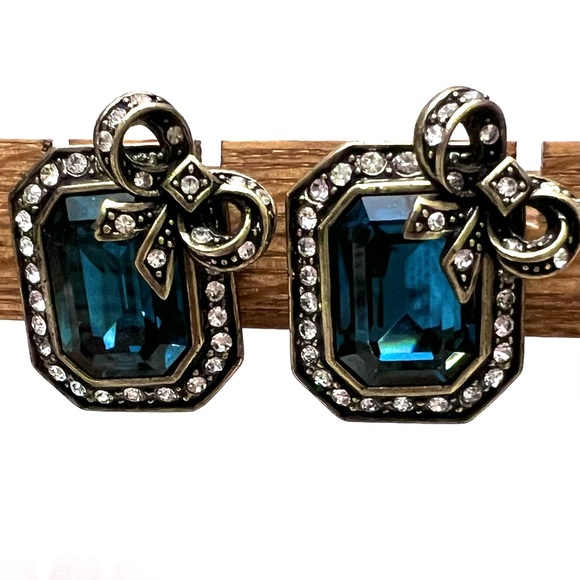 Heidi Daus | Jewelry | Heidi Daus Blue Bow Clip On Earrings | Poshmark